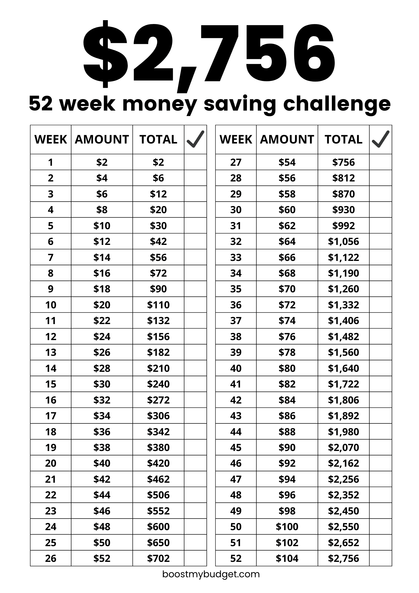 52-Week Money Saving Challenge Printables To Make This Your Best Year ...
