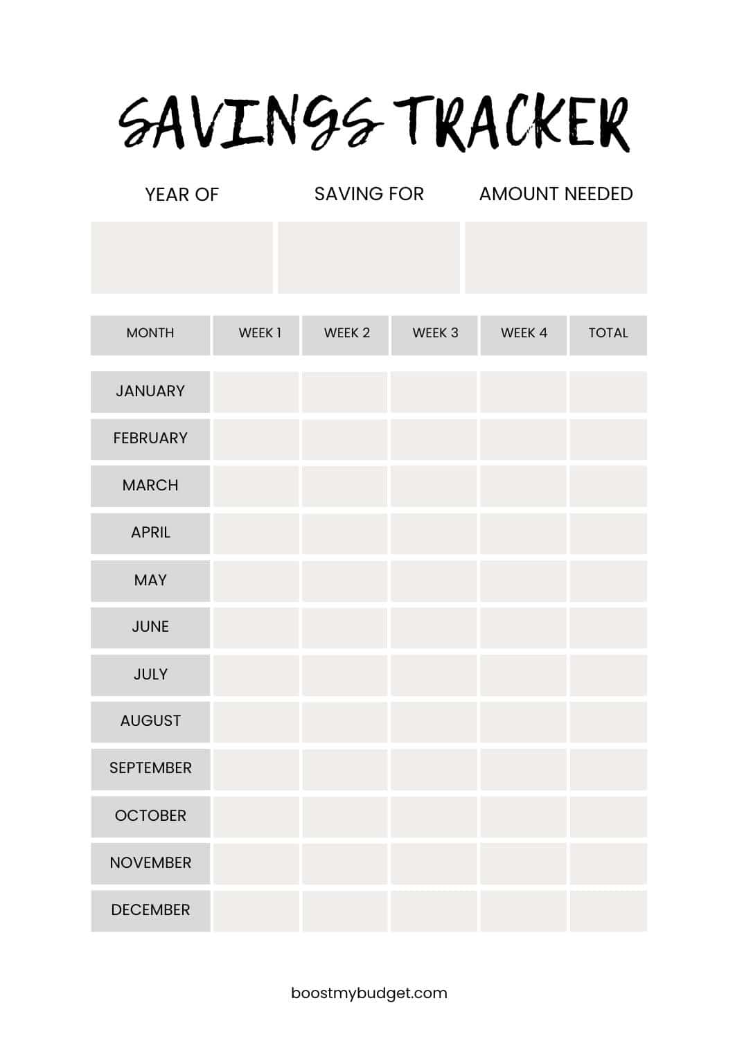 17 Free Savings Tracker Printables To Crush Your Savings Goals - Boost ...